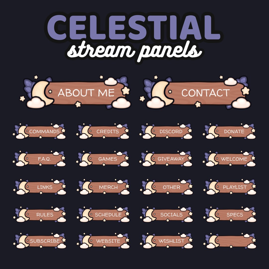 22x Celestial Panels Kawaii Cozy Star Moon TWITCH - Etsy
