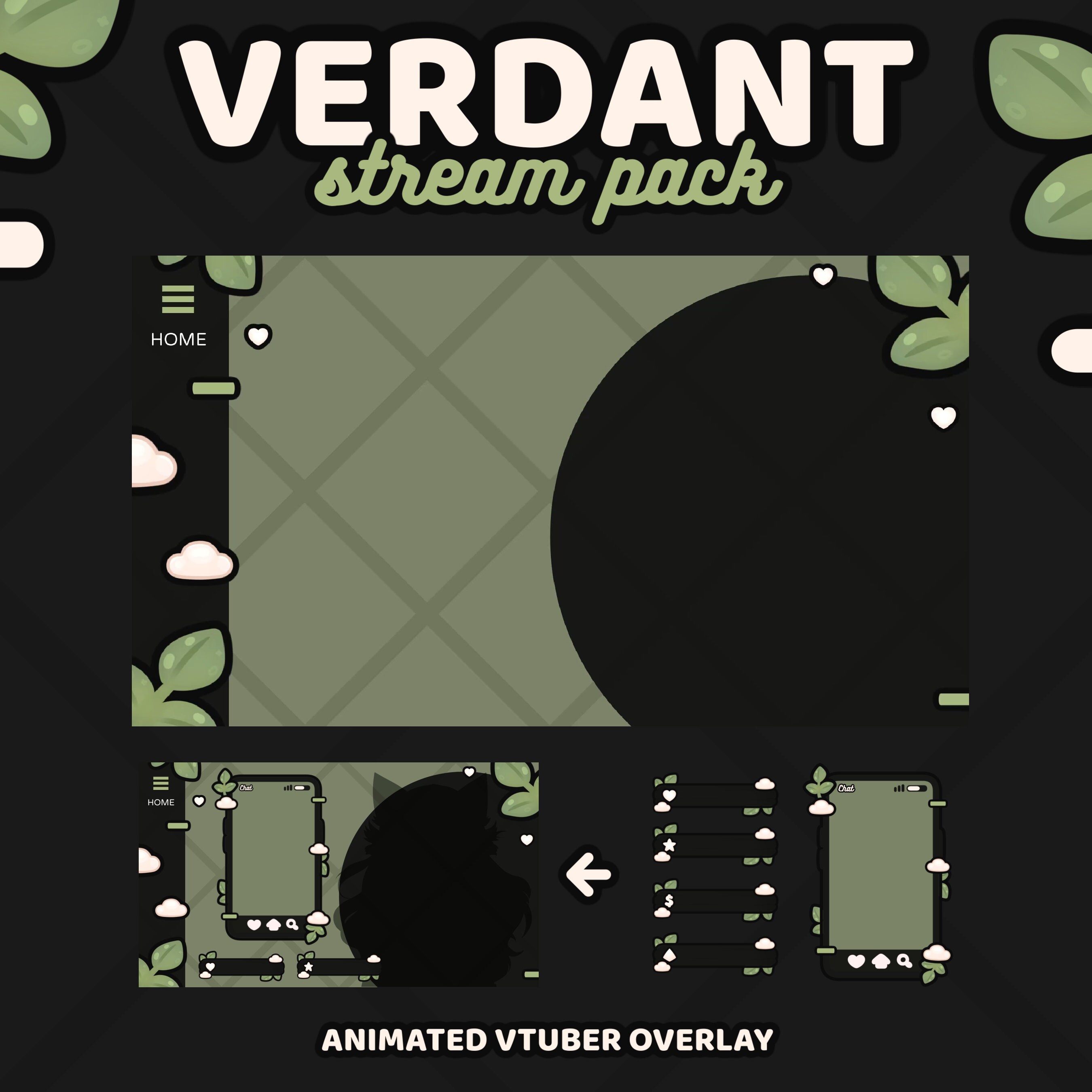 Verdant Stream Package Animated Stream Pack Twitch Overlay Vtuber ...