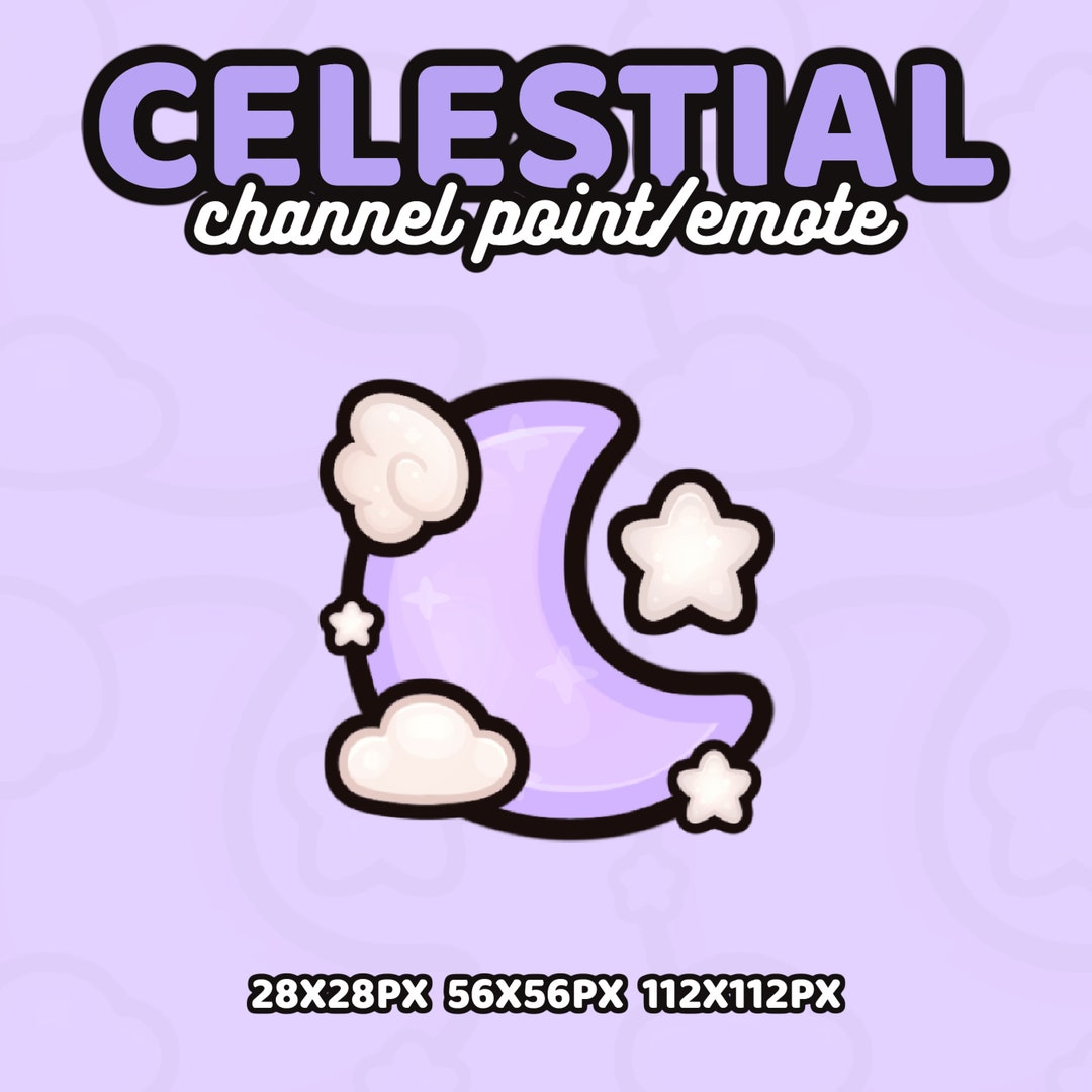 Celestial Moon Channel Point/emote | Kawaii / Cute / Stars / Clouds ...