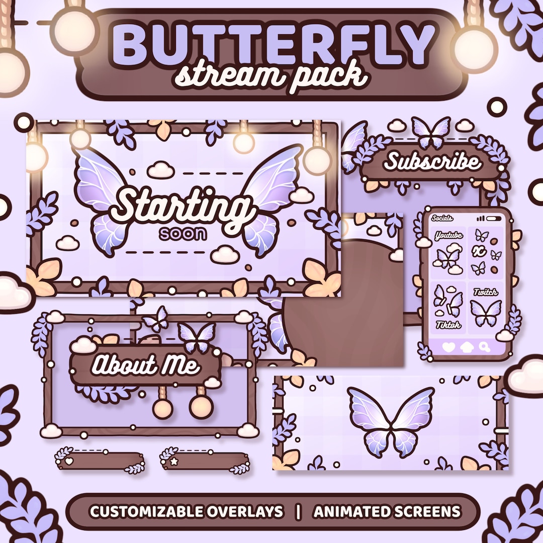 Butterfly Stream Package | Animated Stream Pack | Twitch Overlay ...