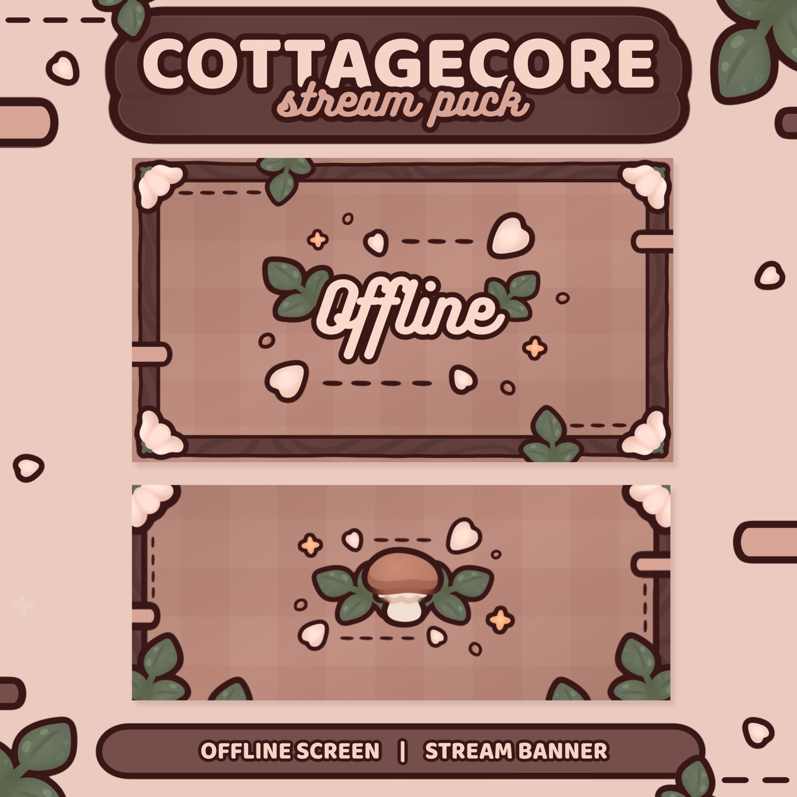 Cottagecore Stream Package Animated Stream Pack Twitch Overlay Vtuber ...