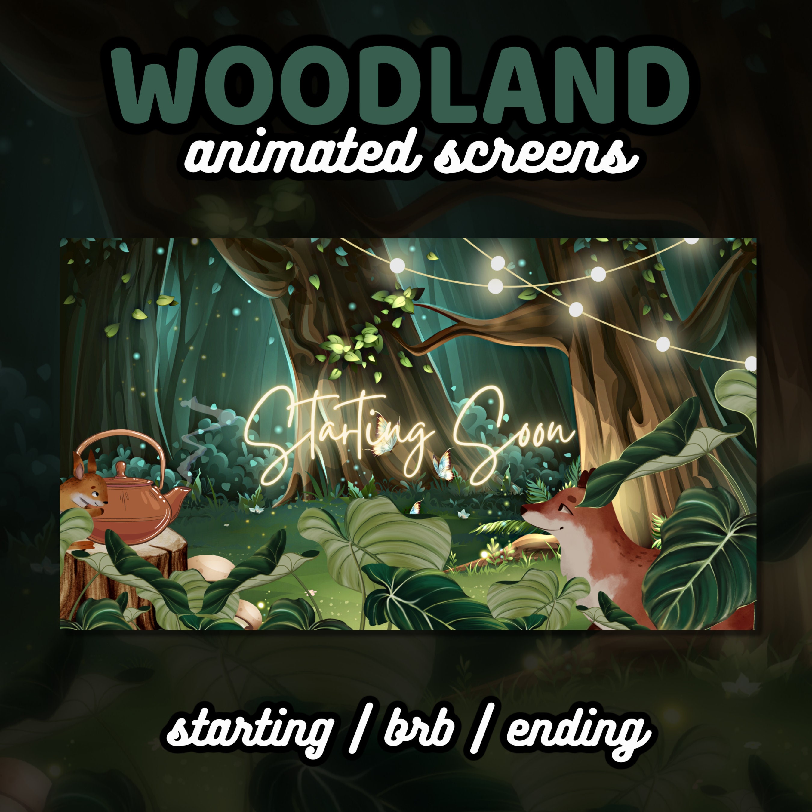 3x Animated Woodland Animals Twitch Screens Starting Soon, Be Right ...