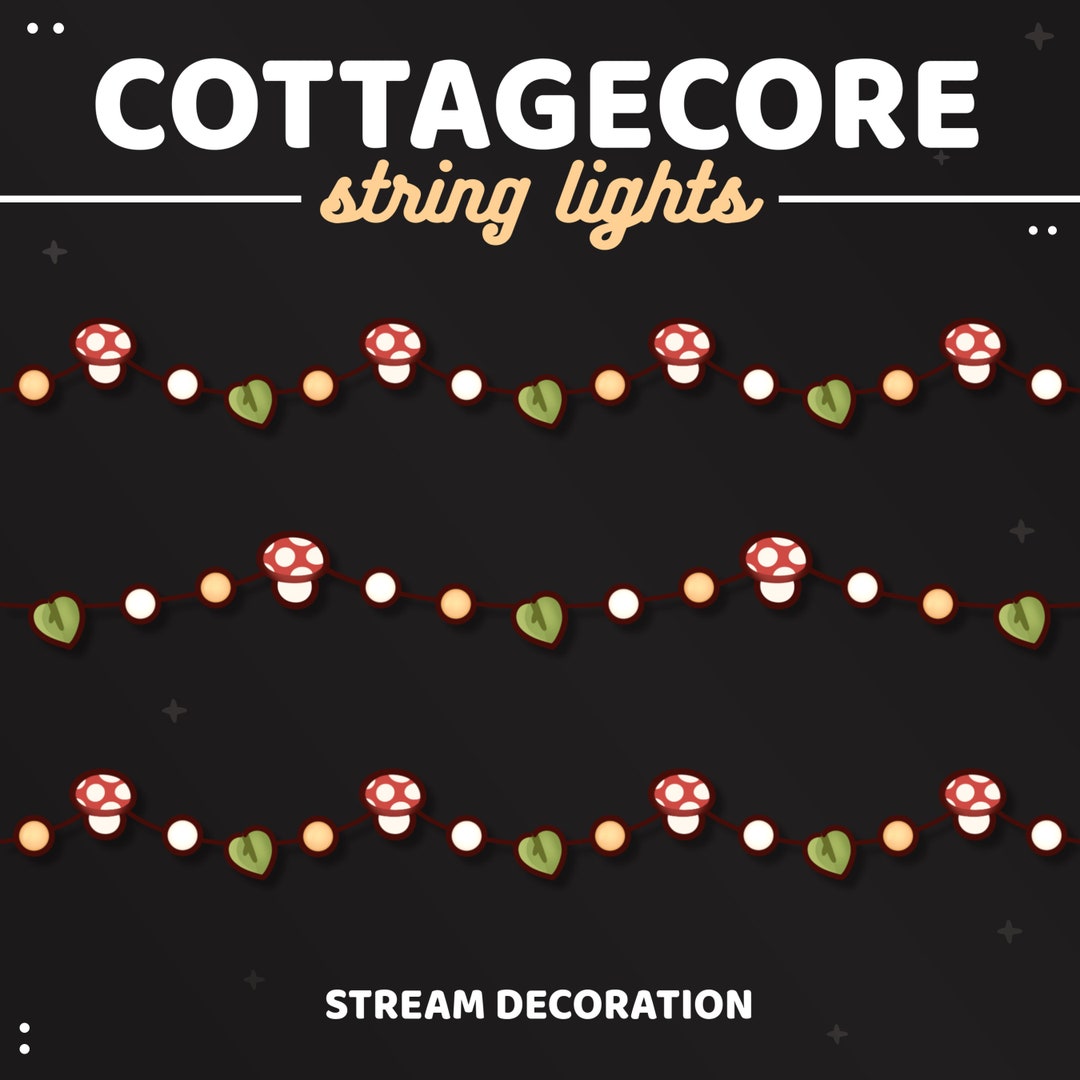 3x Cottagecore String Light Stream Decoration | Mushroom and Leaf ...