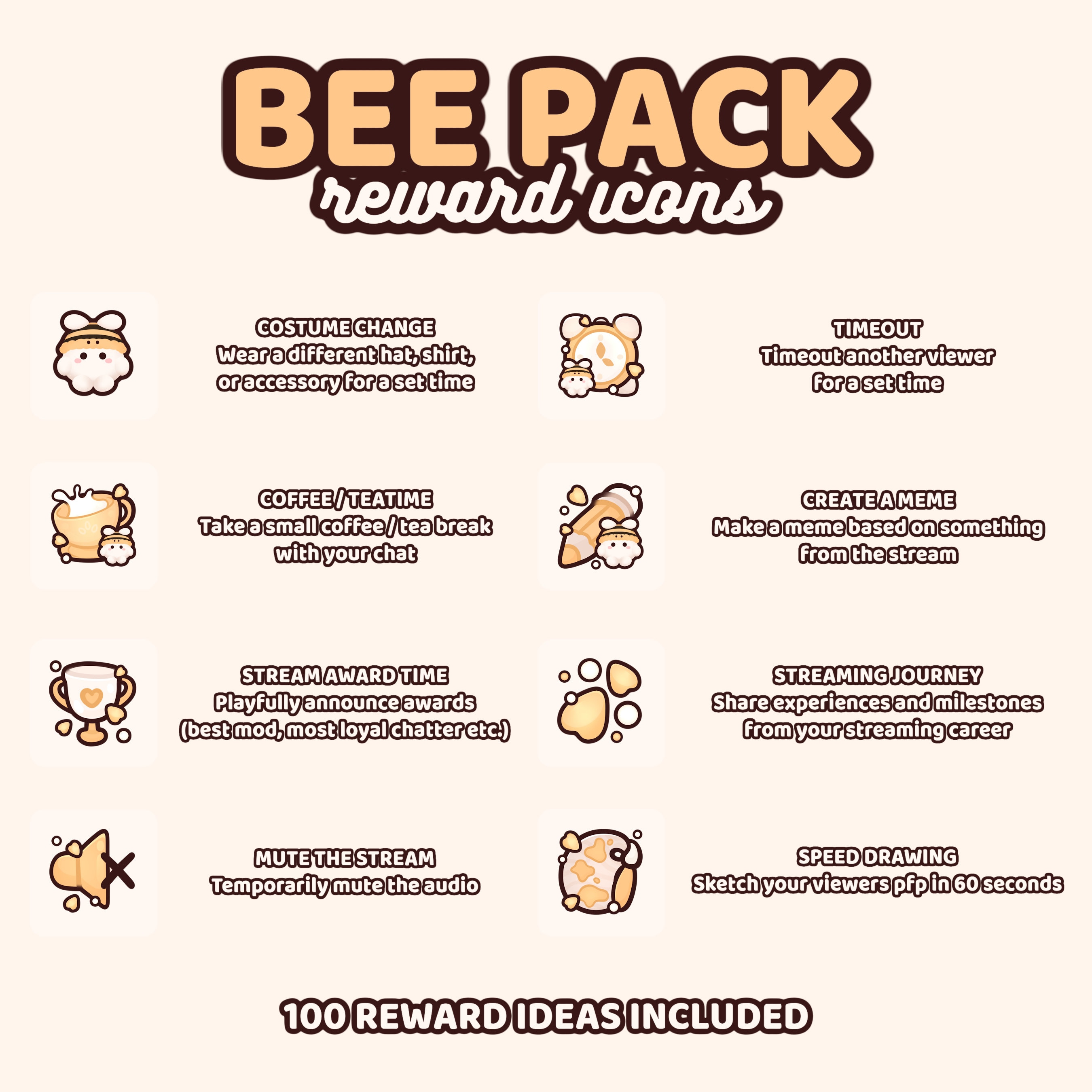 24x Bee Pack Reward Icon / Channel Point Reward Icons 100x Reward Ideas ...