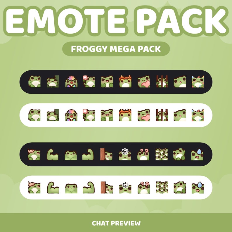 20x Kawaii Frog Emotes Mega Emote Pack Cute Emote Package Froggy Emotes ...