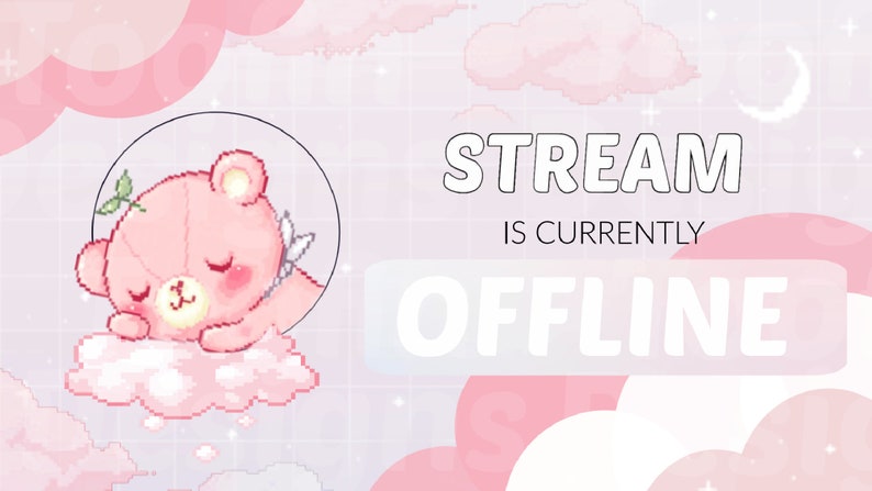 Pink Dreamy Bear Offline Screen/Banner TWITCH | Etsy