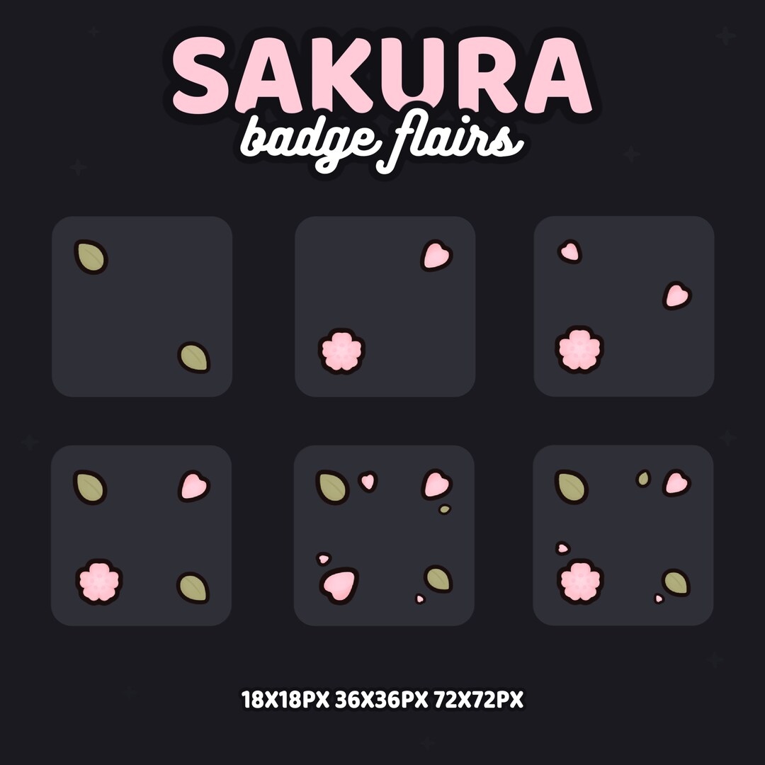 6x Sakura Sub Badge Flairs | Kawaii Cherry Blossom Japanese Pastel Pink ...