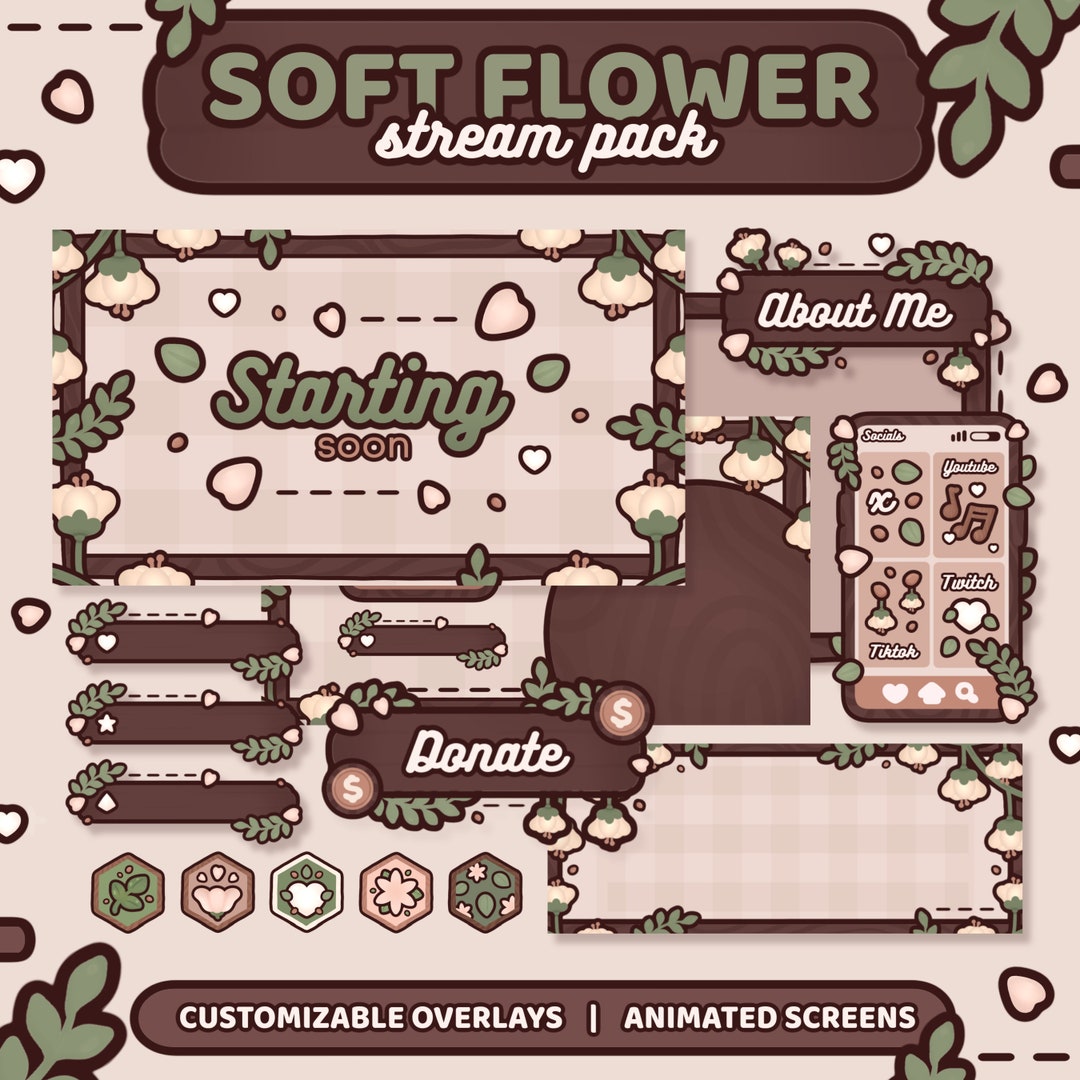 Soft Flower Stream Package | Animated Stream Pack | Twitch Overlay ...