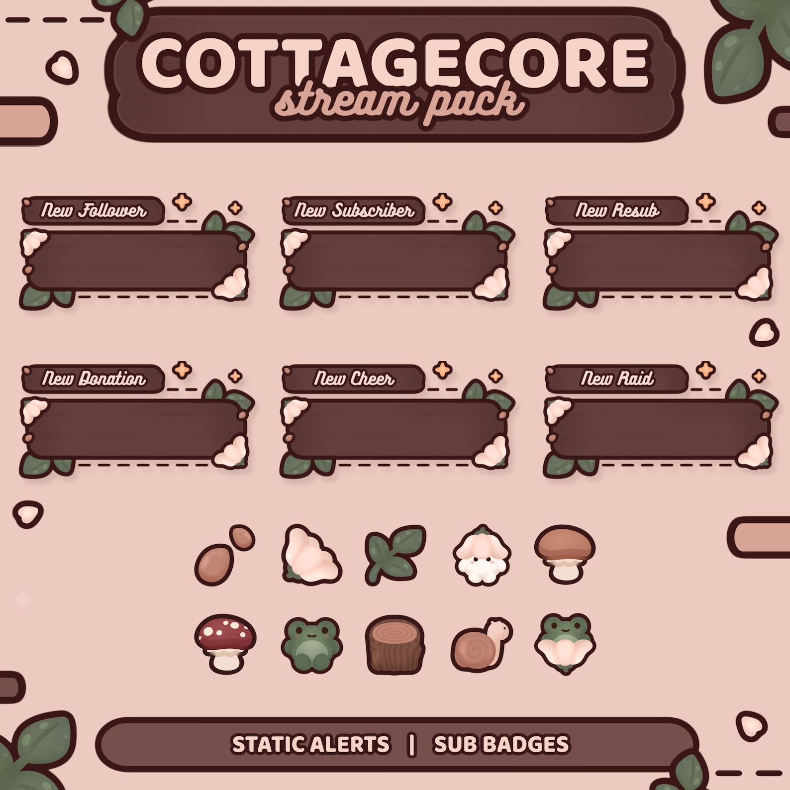 Cottagecore Stream Package Animated Stream Pack Twitch Overlay Vtuber ...