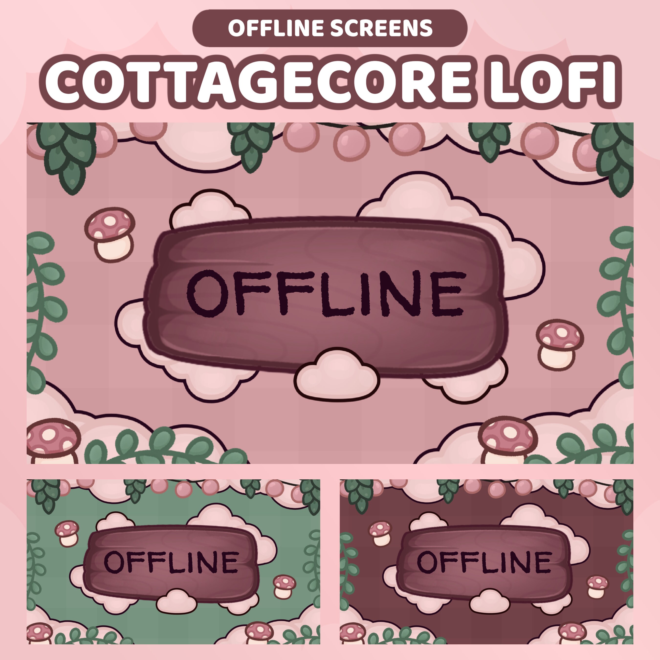 Cottagecore Cozy Lofi Stream Package | 3 Animated Screens, 6 Overlays ...