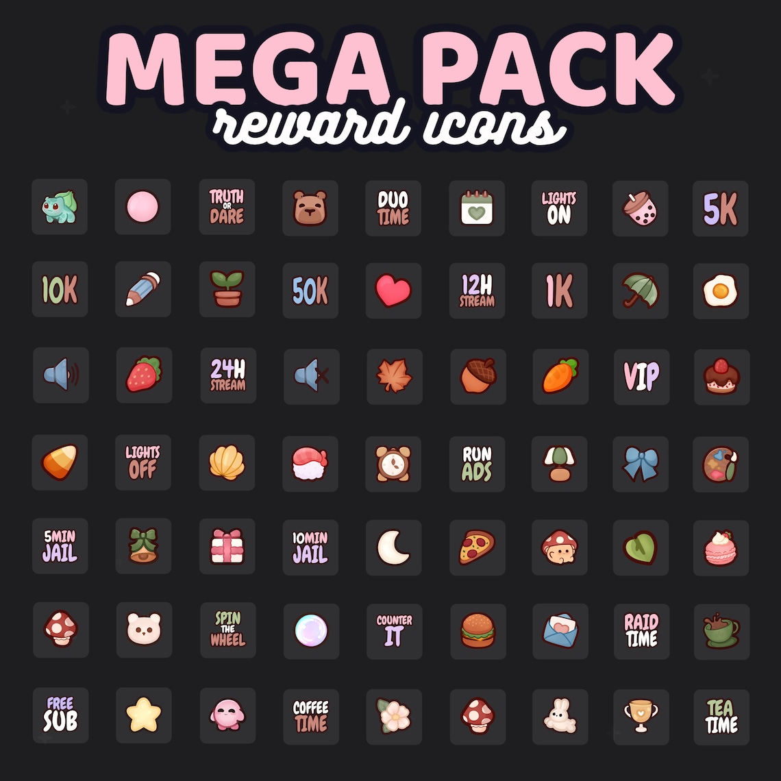 63x Mega Pack Reward Icons / Channel Point Reward Icon | 75x Reward ...
