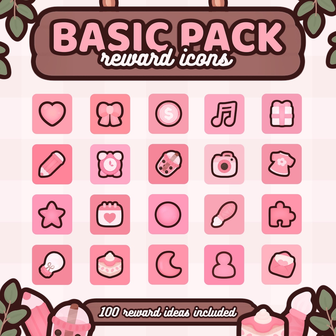 20x Pink Basic Reward Icon Pack / Channel Point Reward Icons | 100x ...