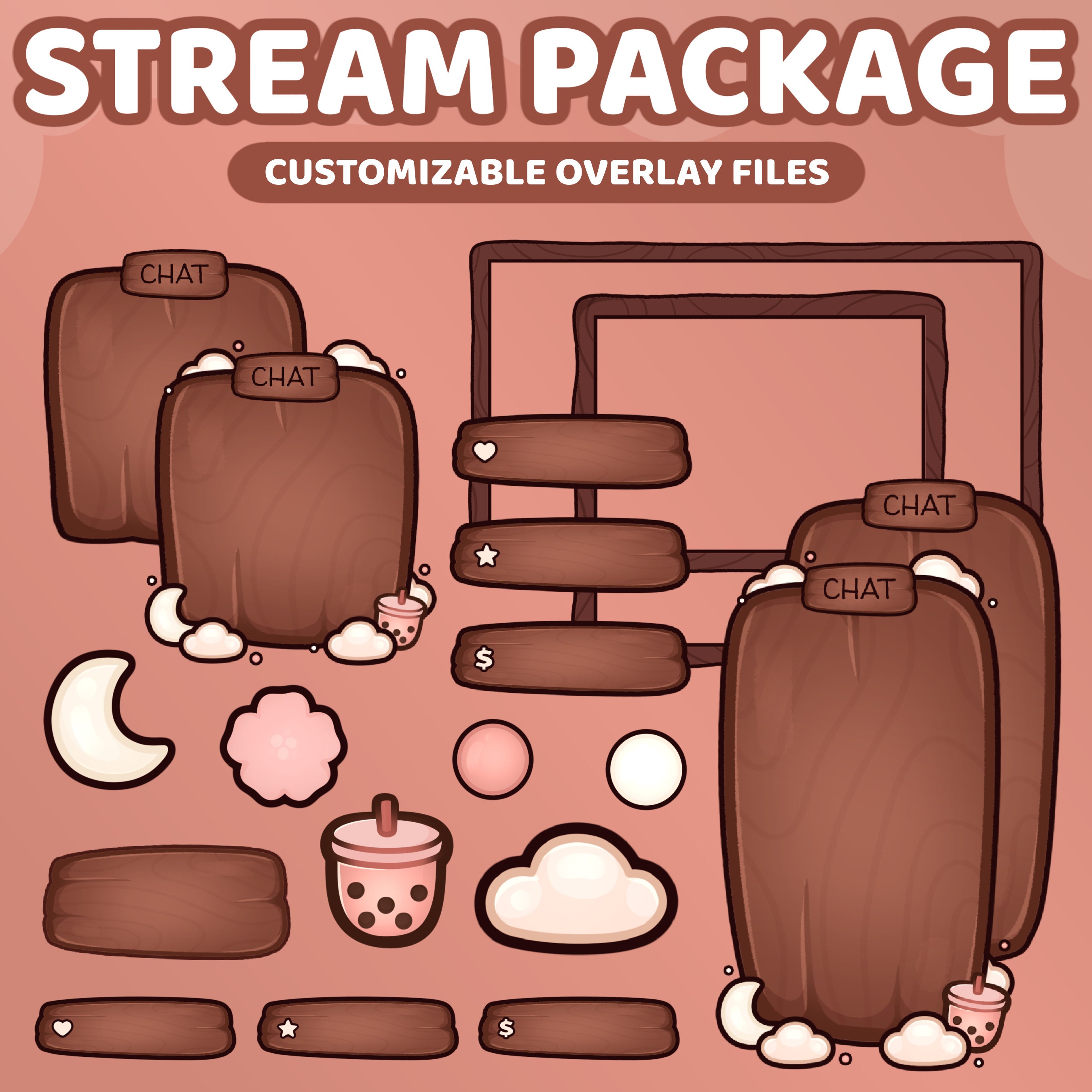 Cozy Celestial Boba Stream Package 3 Animated Screen, 4 Overlays, 8 ...