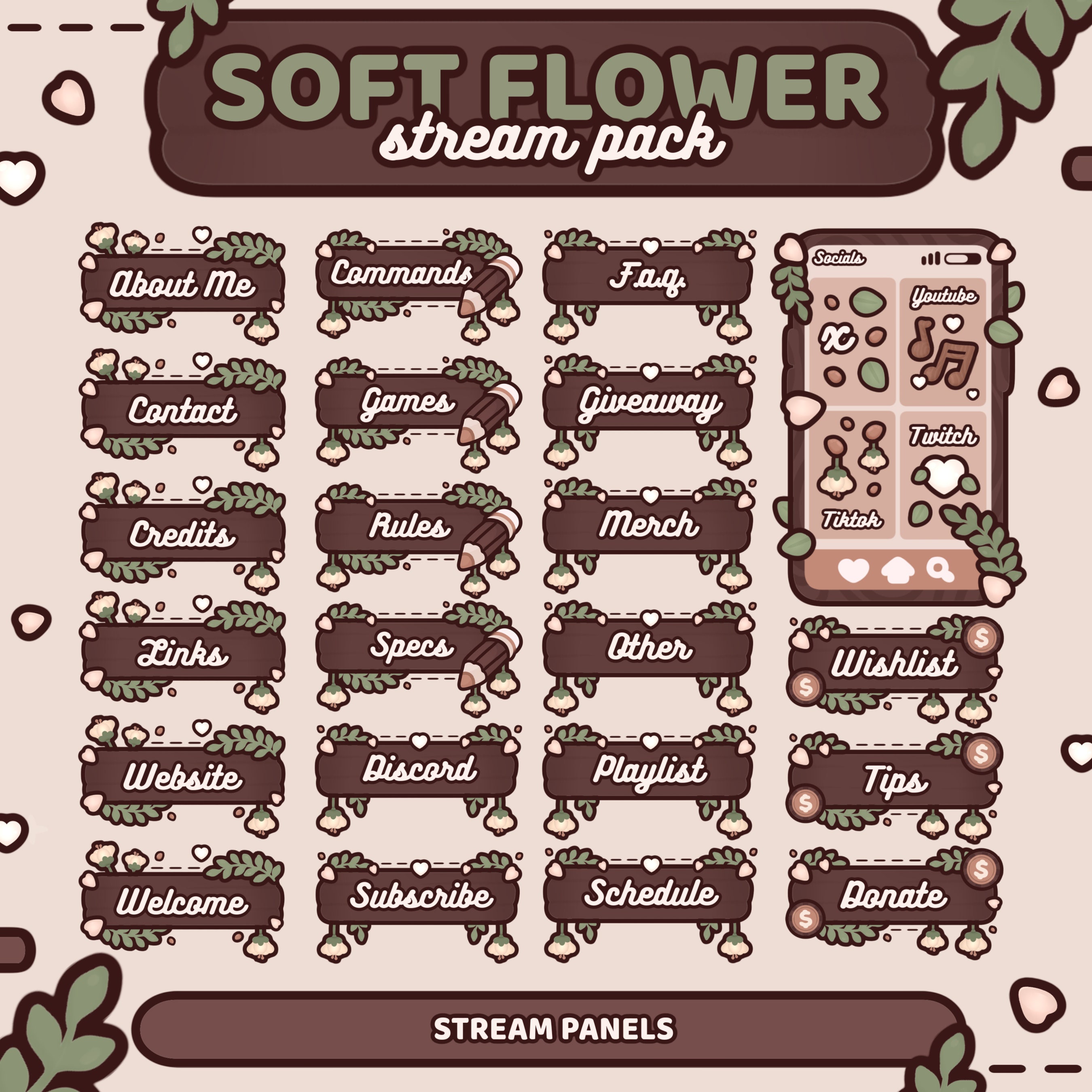 Soft Flower Stream Package | Animated Stream Pack | Twitch Overlay ...