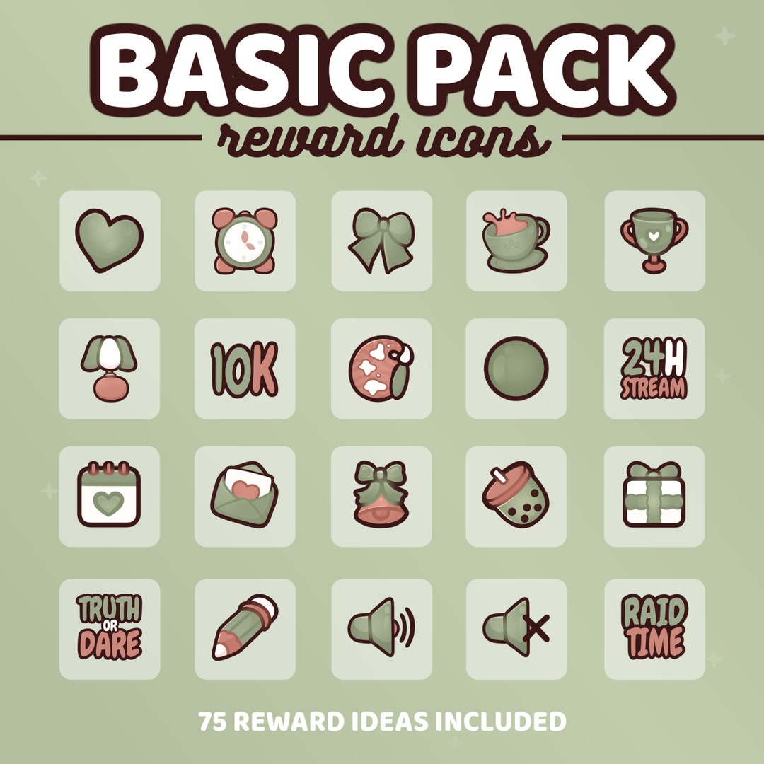 20x Kawaii Basic Pack Reward Icon / Channel Point Reward Icons 75x ...