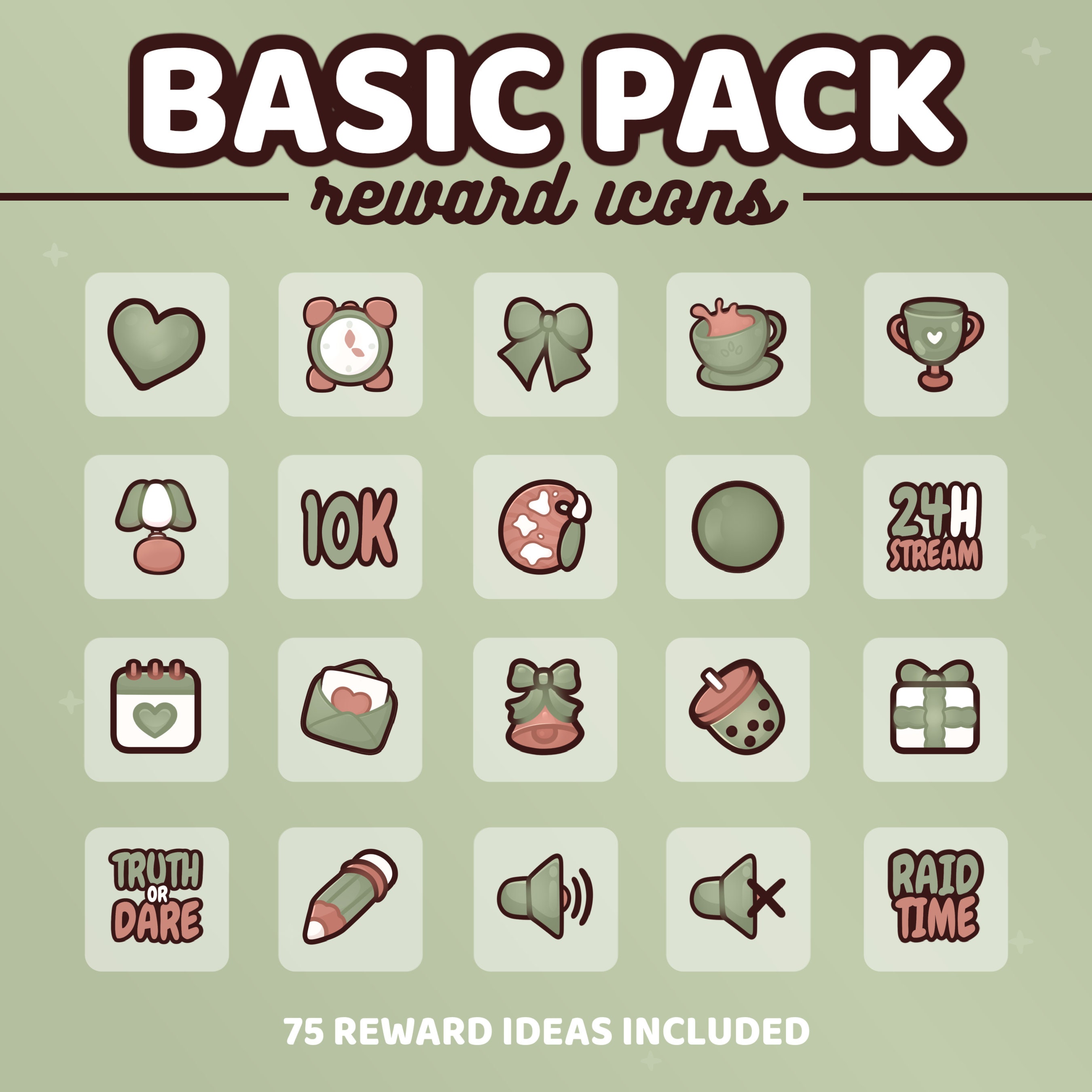 20x Kawaii Basic Pack Reward Icon / Channel Point Reward Icons 75x ...