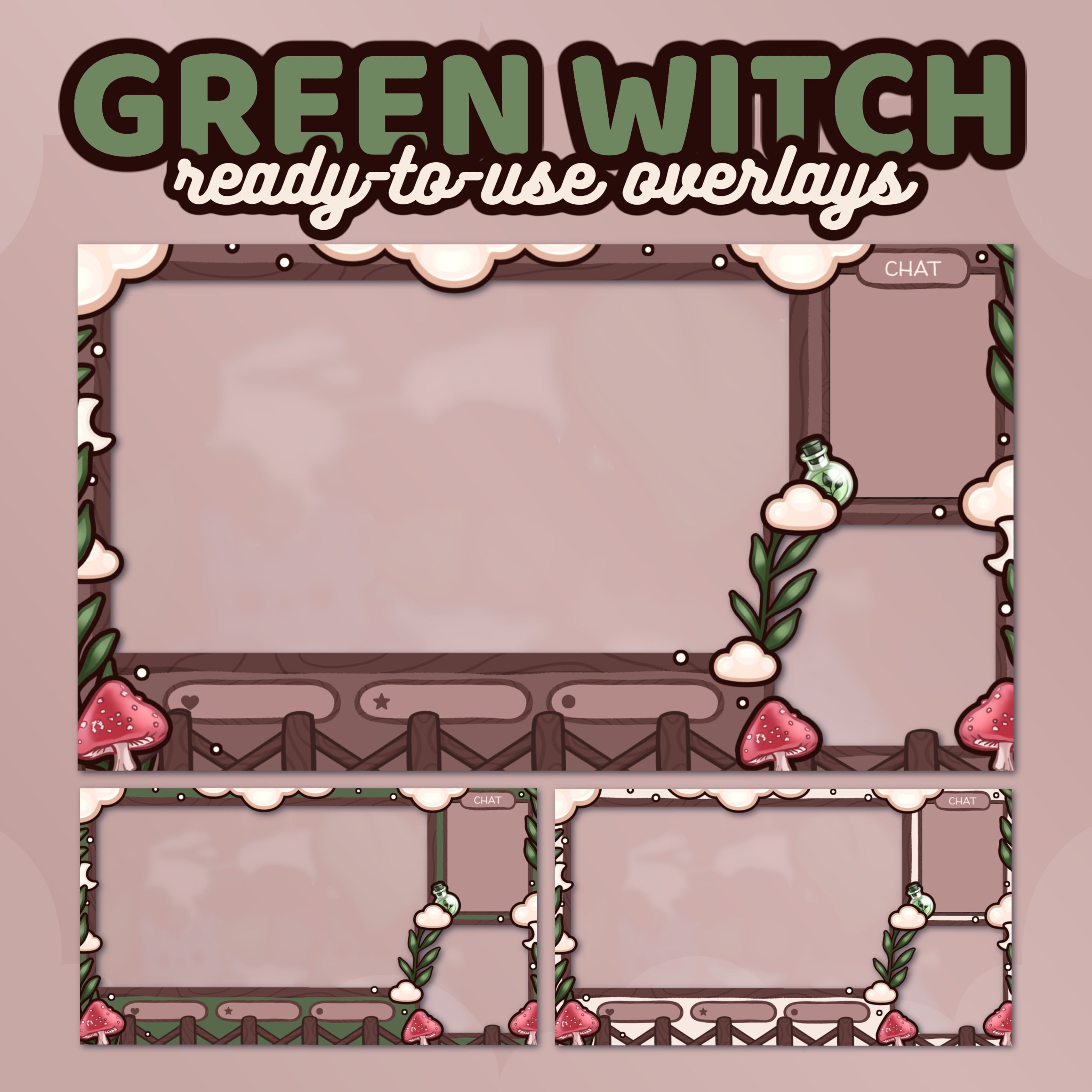 Green Witch Stream Package Animated Screens, Customizable Overlays, Static Alerts, Banner ...