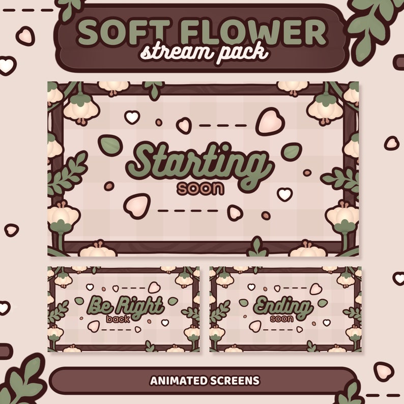 Soft Flower Stream Package | Animated Stream Pack | Twitch Overlay ...