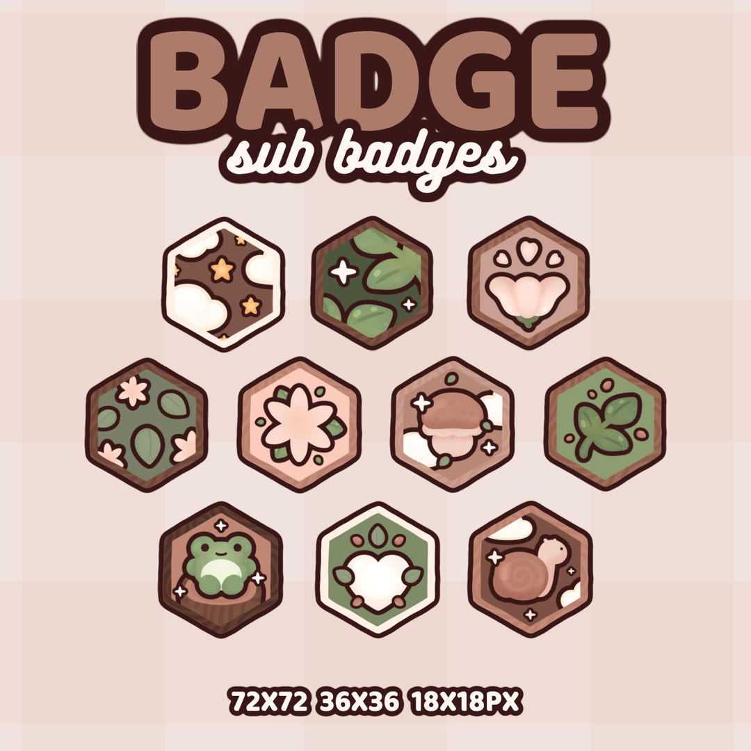 10x Kawaii Cottagecore Sub Badges | Cute / Medal / Badge / Green ...