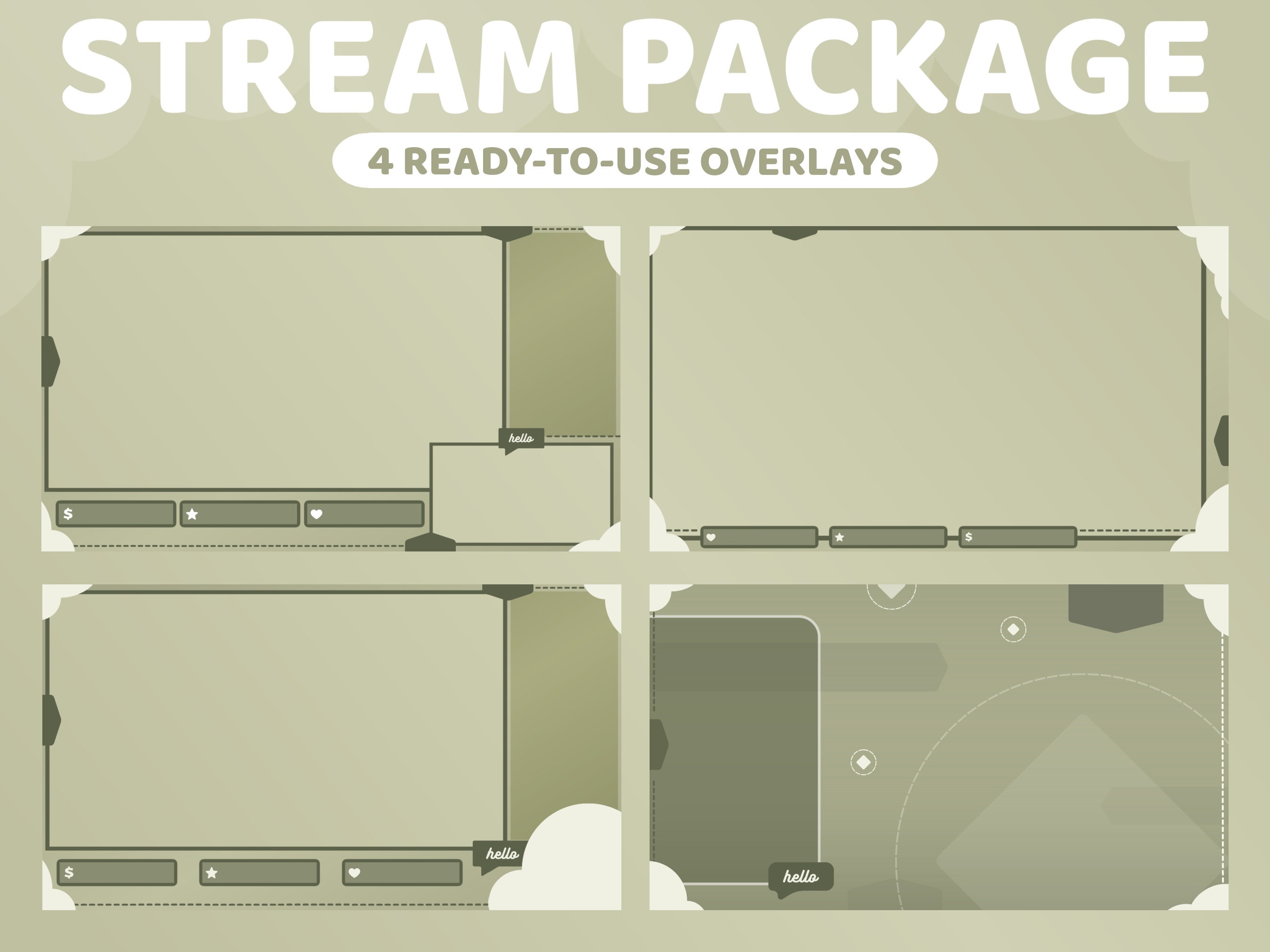 Sage Green Cozy Vibe Stream Package | 3 Animated Screens, 4 Ready-to ...