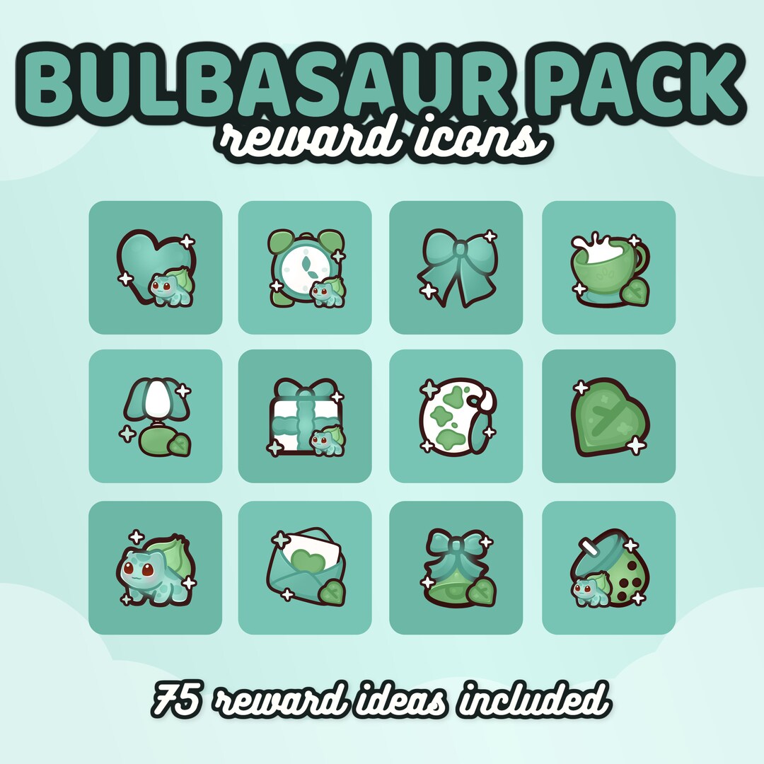12x Kawaii Bulbasaur Pack Reward Icon / Channel Point Reward Icons 75x ...