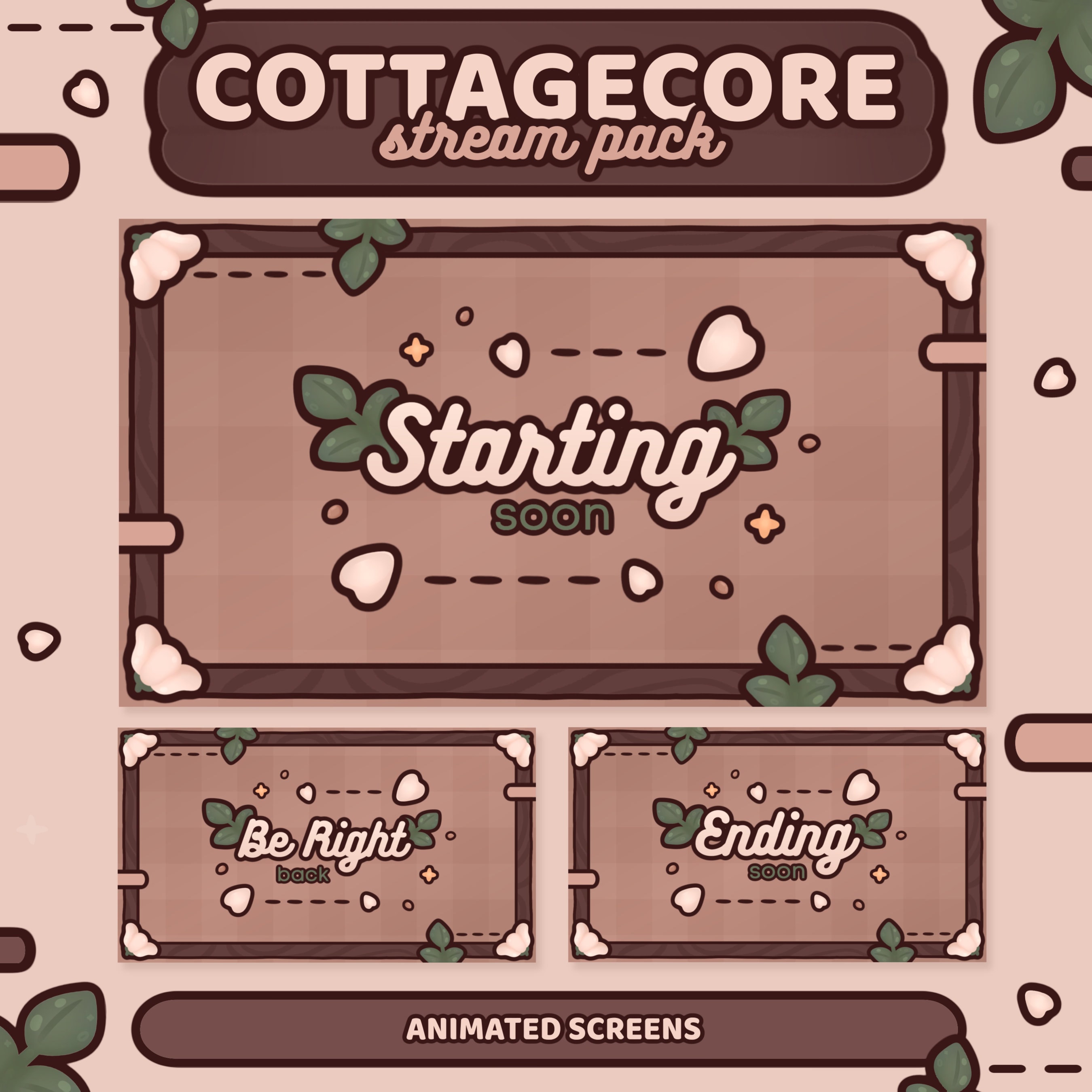 Cottagecore Stream Package | Animated Stream Pack | Twitch Overlay ...