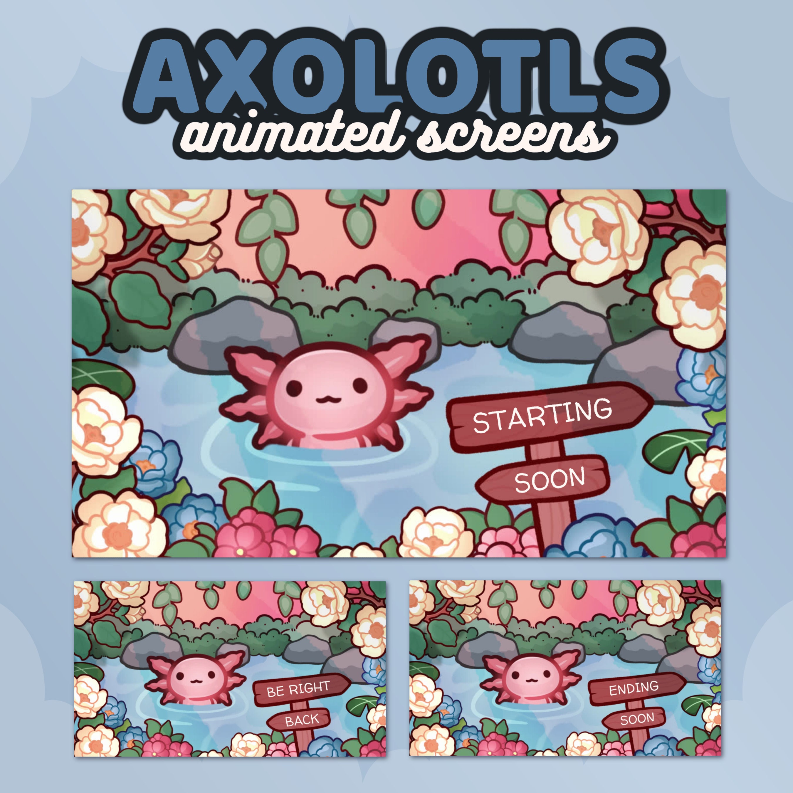 Axolotl Stream Package | Animated Screens, Overlays, Alerts, Banner ...