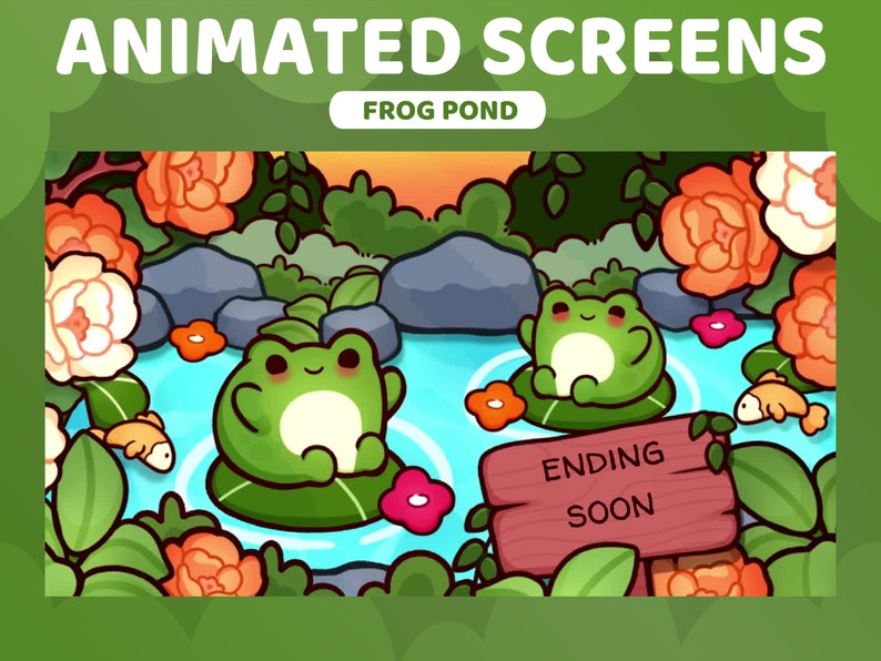 3x Animated Kawaii Frog Pond Twitch Screens Starting Soon - Etsy