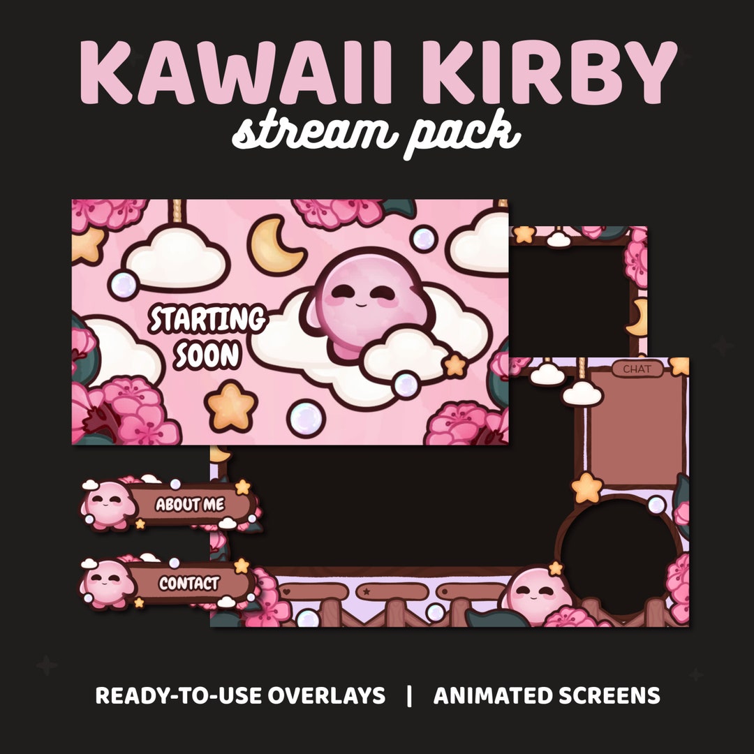 Kirby Stream Package | Animated Screens, Overlays, Alerts, Banner, Offline Screen, Panels | Cozy ...