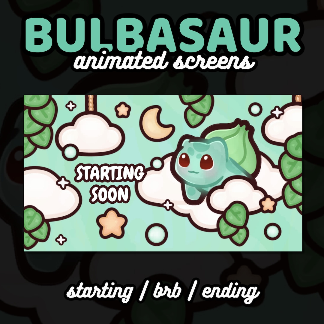 3x Animated Bulbasaur Twitch Screens Aesthetic Cute Pokemon Kawaii ...