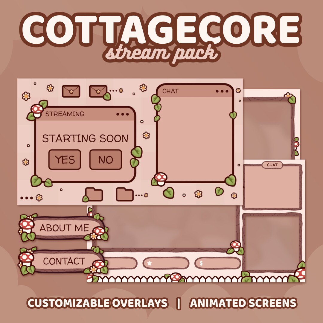 Cottagecore Stream Package 3 Animated Screens, 3 Customizable Overlays ...