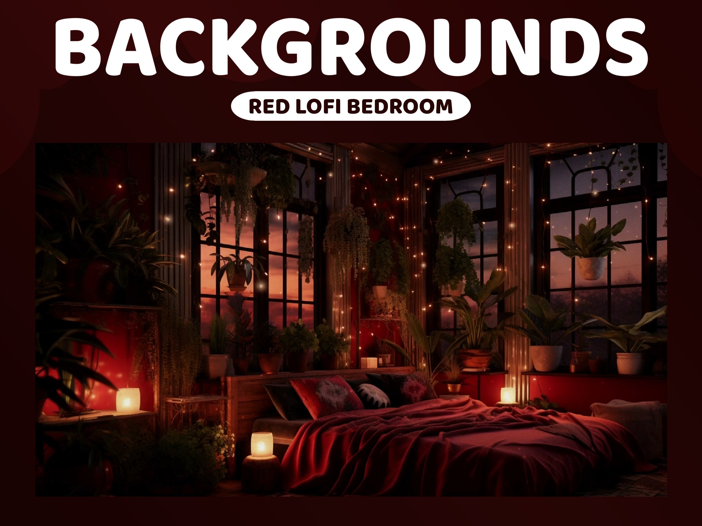 Animated Red Cozy Lofi Bedroom Background Vtuber & Pngtuber Backgrounds ...