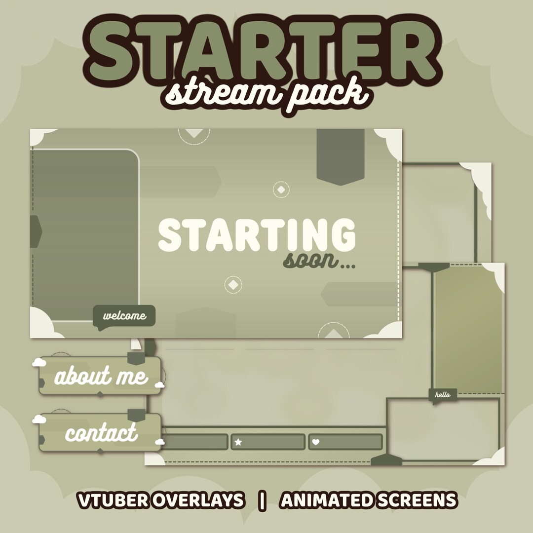 Sage Green Cozy Vibe Stream Package | 3 Animated Screens, 4 Ready-to ...