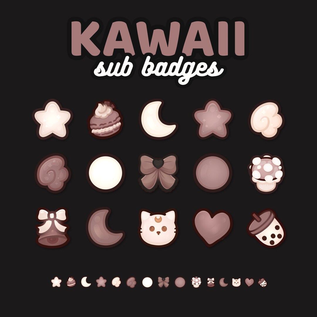15x Kawaii Sub Badges Cute / Bow / Star / Moon / Bear / Boba / Wings ...