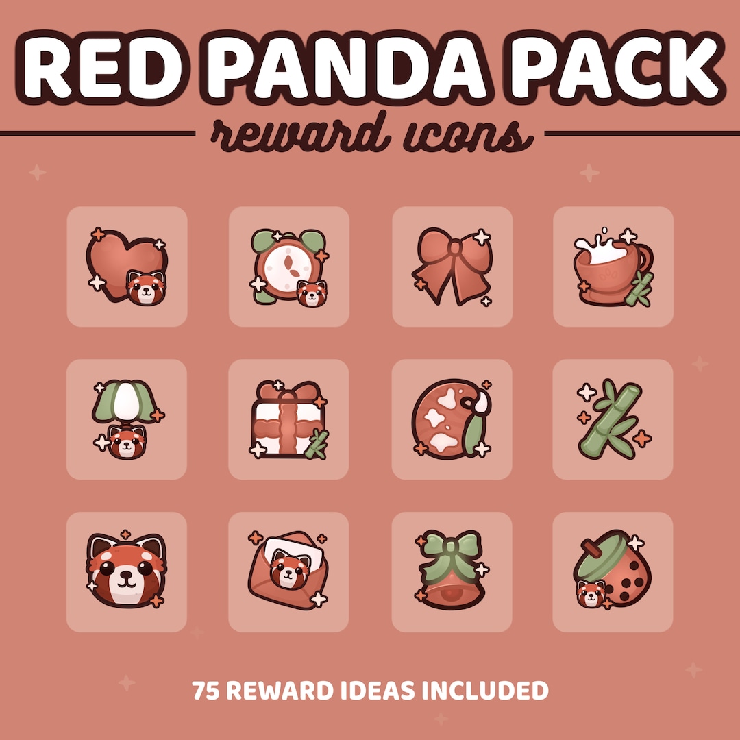 12x Kawaii Red Panda Pack Reward Icon / Channel Point Reward Icons 75x ...