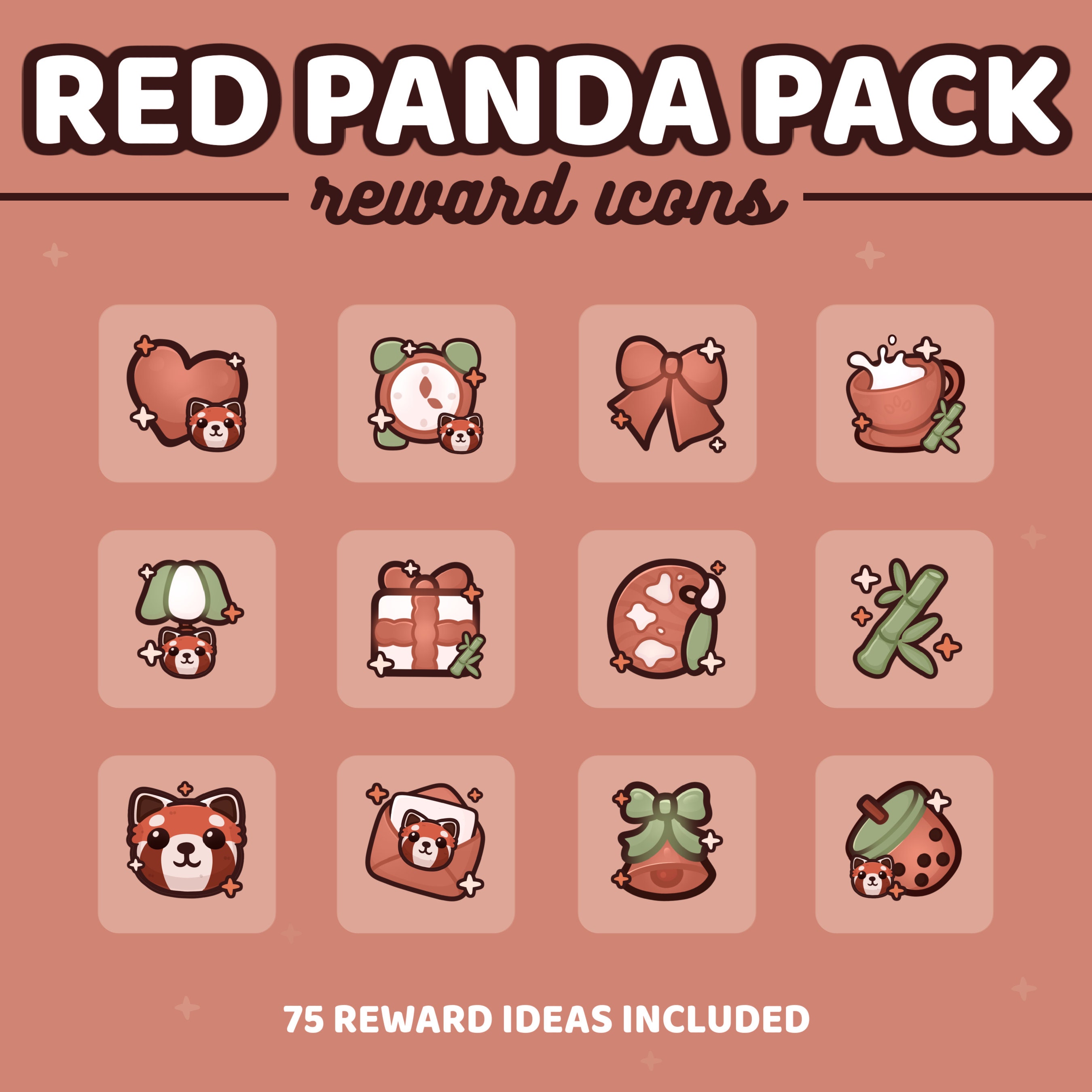 12x Kawaii Red Panda Pack Reward Icon / Channel Point Reward Icons 75x ...