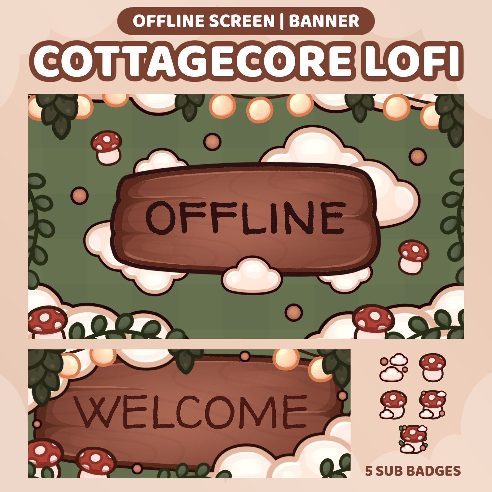 Cottagecore Cozy Lofi Stream Package | Animated Screens, Overlays ...