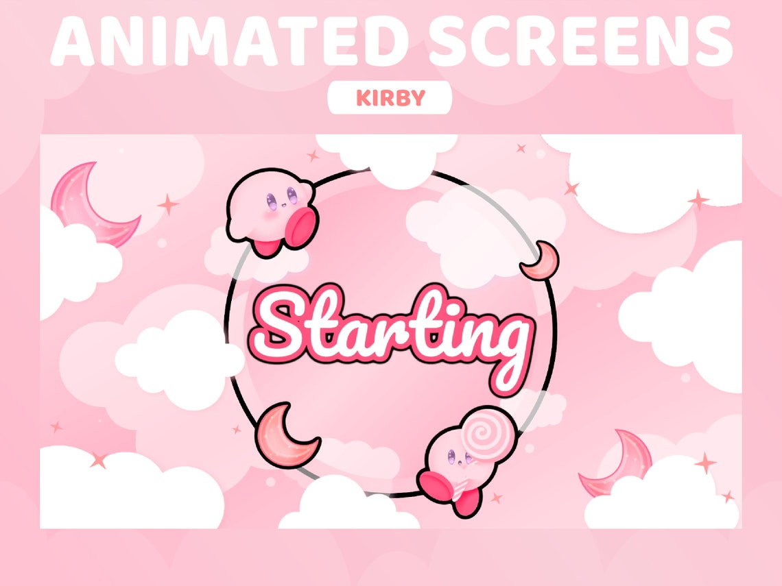 3x Animated Kirby Twitch Screens Starting Brb Ending - Etsy