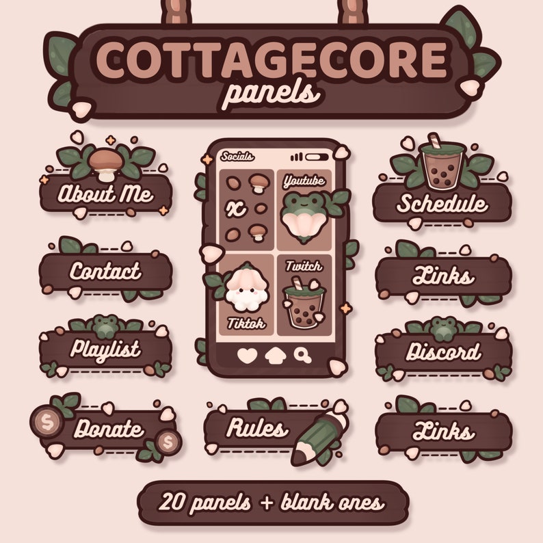 20x Cottagecore Panels | Kawaii / Cute / Brown / Soft | TWITCH - Etsy