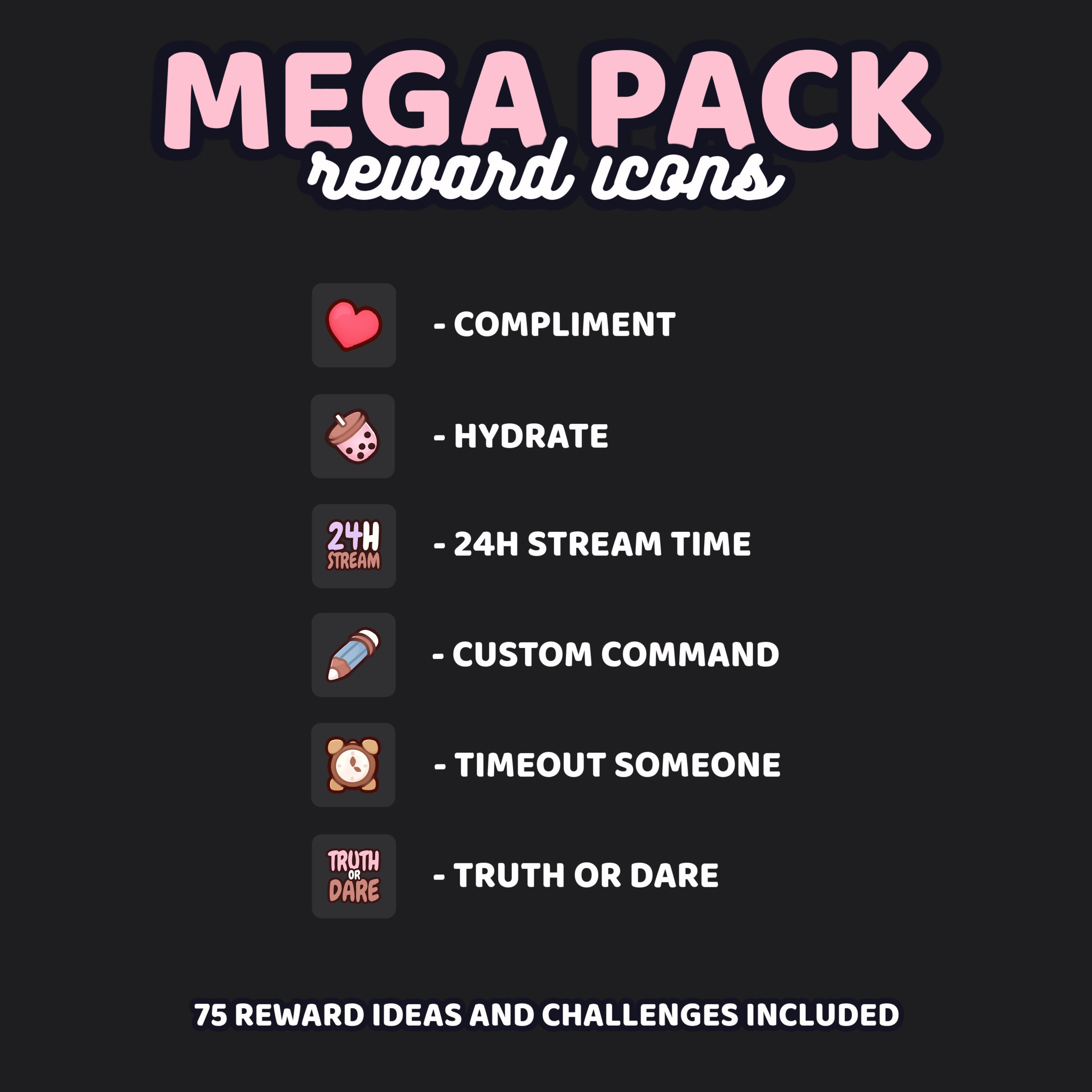 63x Mega Pack Reward Icons / Channel Point Reward Icon | 75x Reward ...