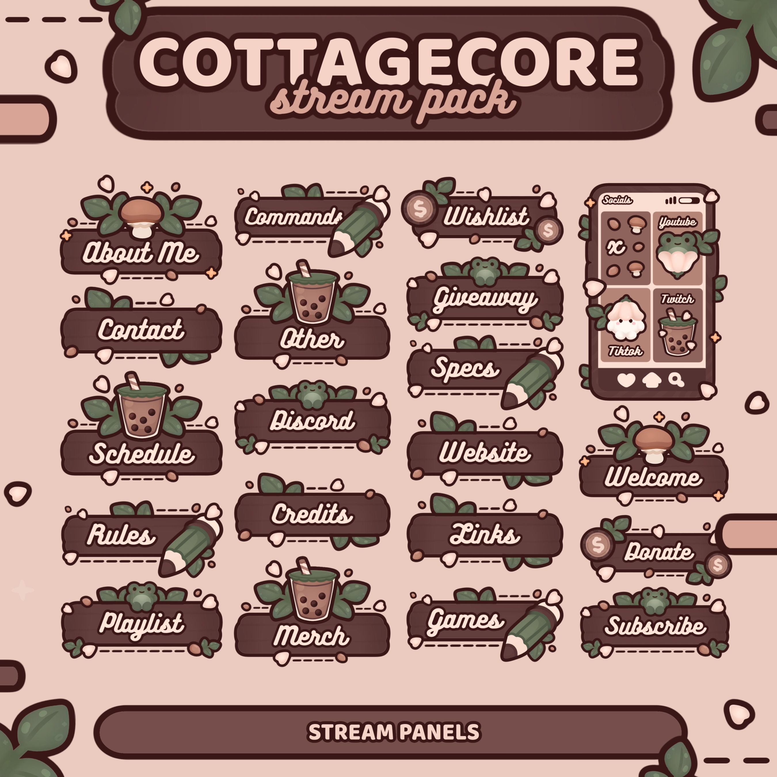 Cottagecore Stream Package | Animated Stream Pack | Twitch Overlay ...