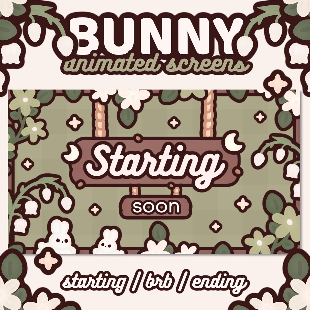 3x Animated Bunny Screens | Cozy / Cute / Kawaii / Cosy / Green / Soft ...