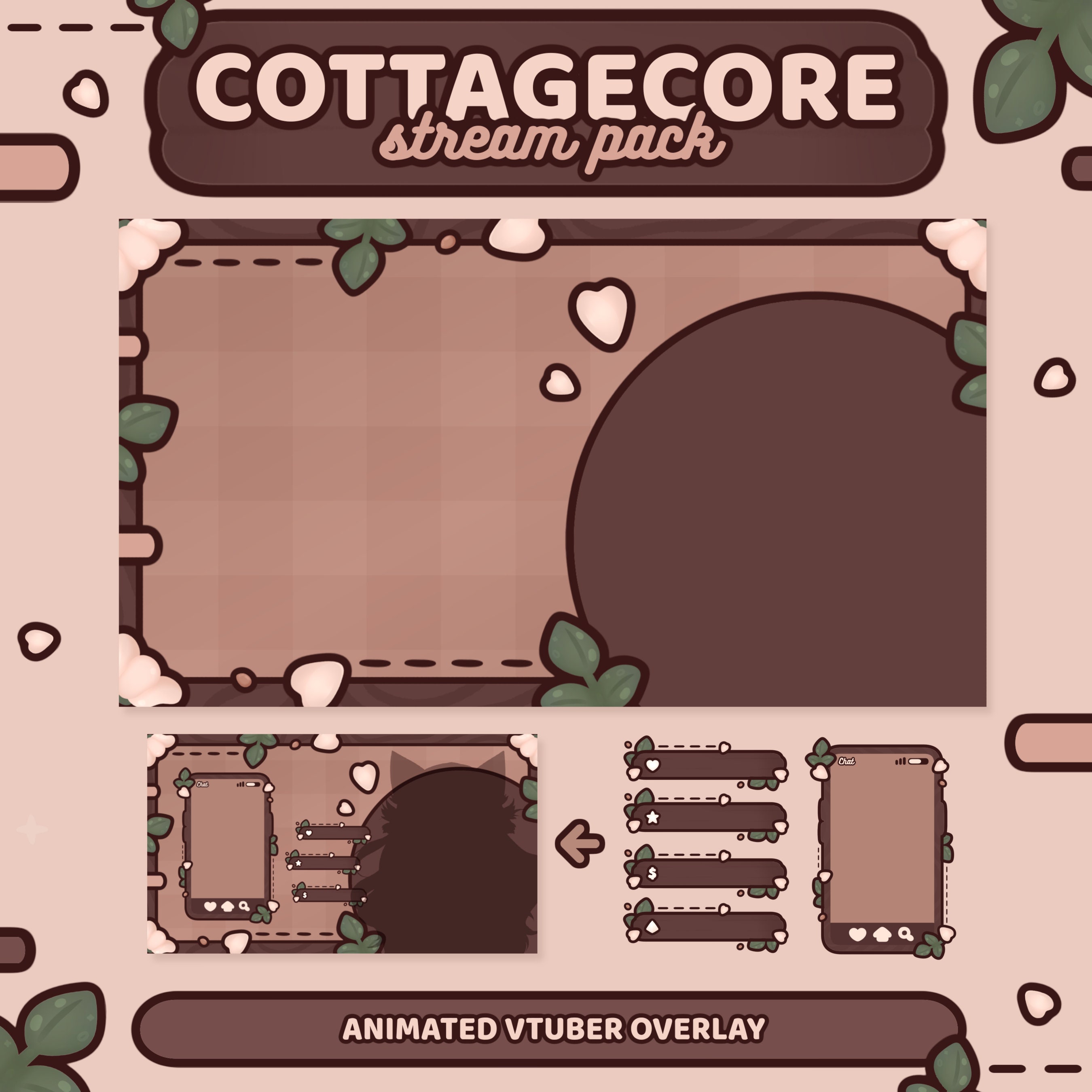 Cottagecore Stream Package | Animated Stream Pack | Twitch Overlay ...