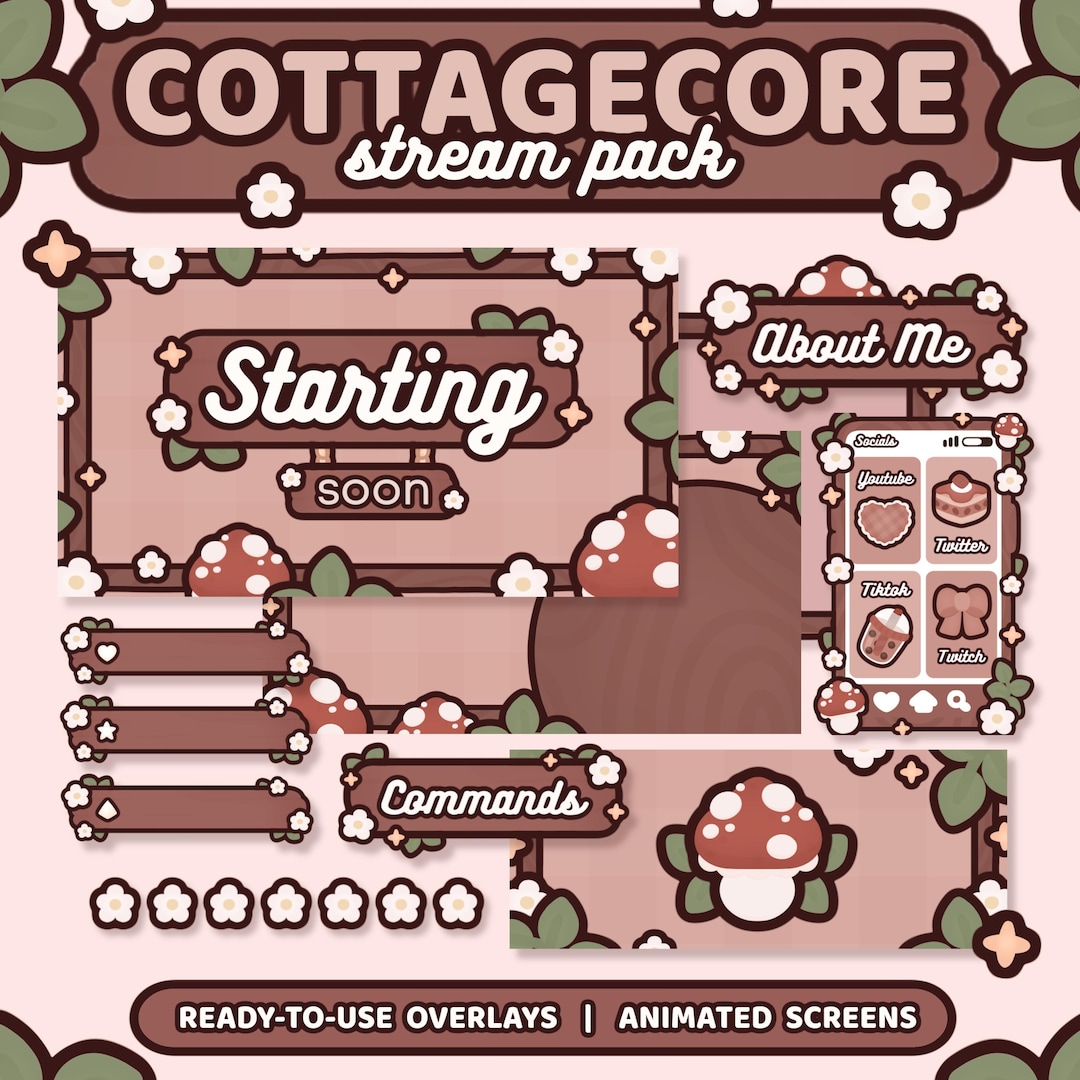 Cottagecore Stream Package | Animated Stream Pack | Twitch Overlay ...