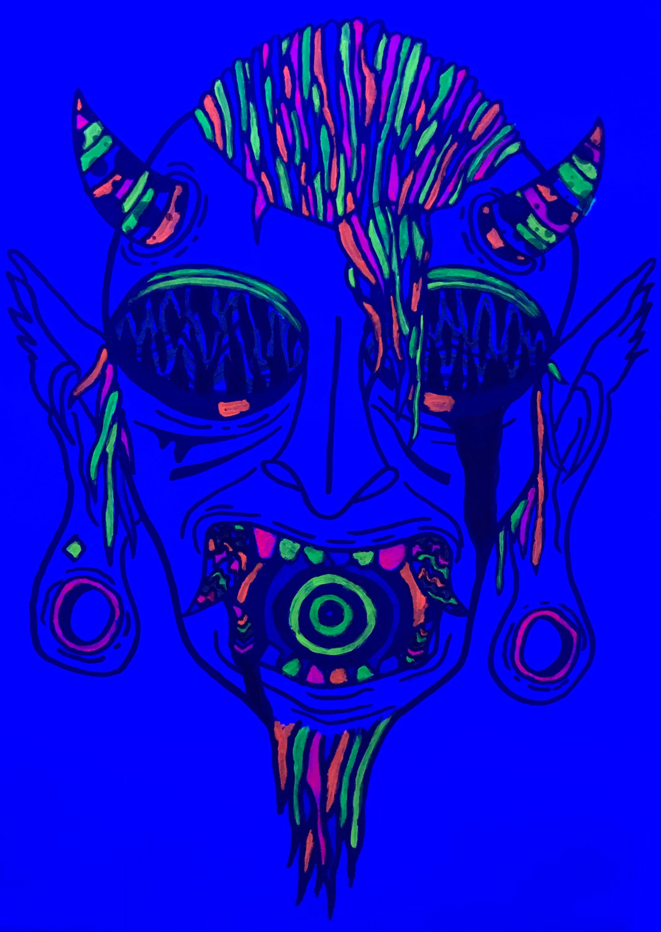 Glowing Blue Light Trippy Character Poster - Etsy