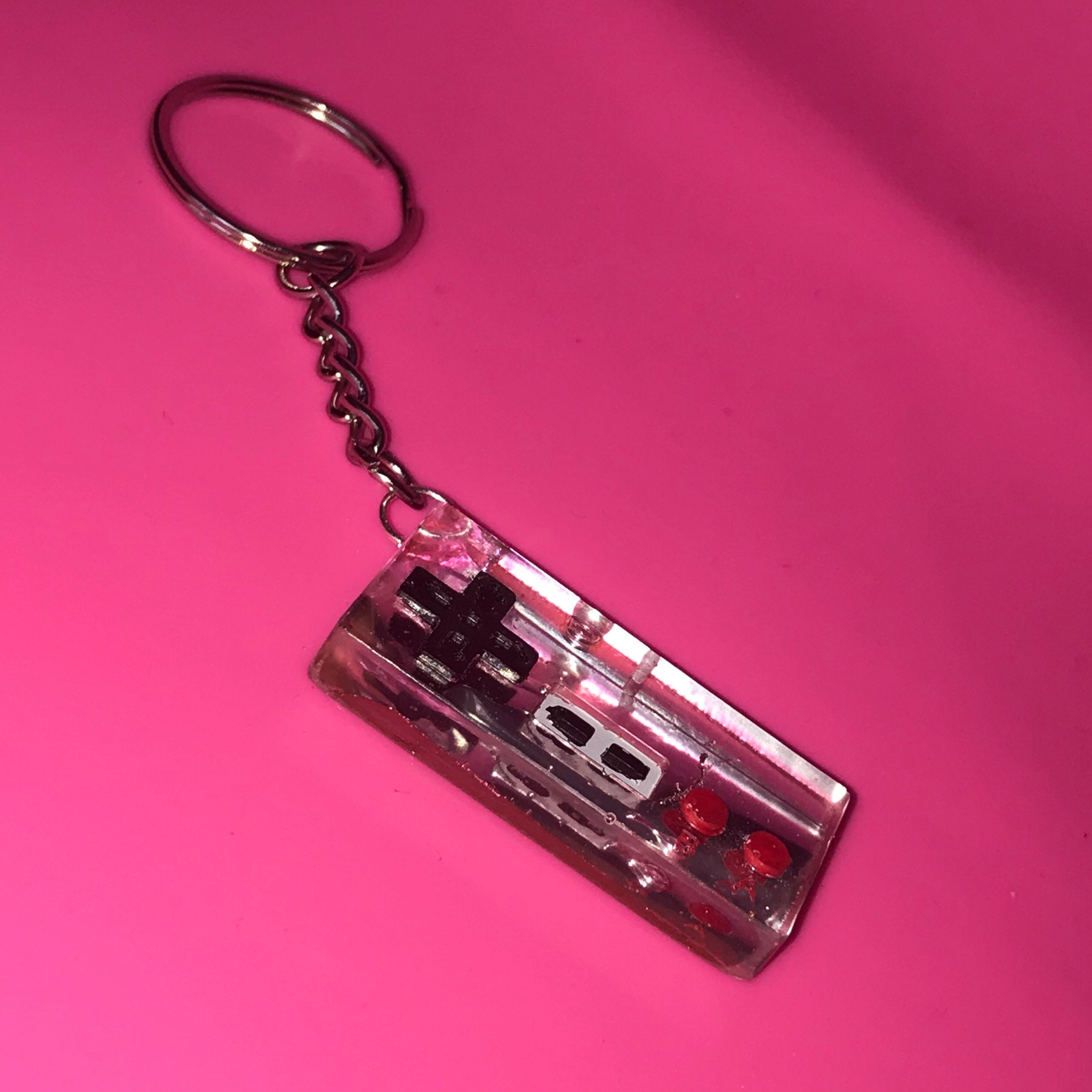 Metallic gamer video game keychain keyring Nintendo nes | Etsy