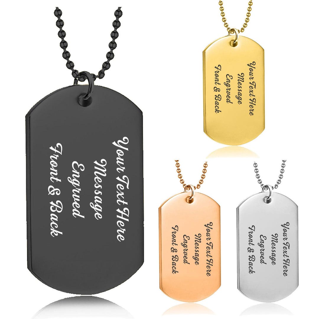 Custom Dog Tags With Chain (black) - Etsy