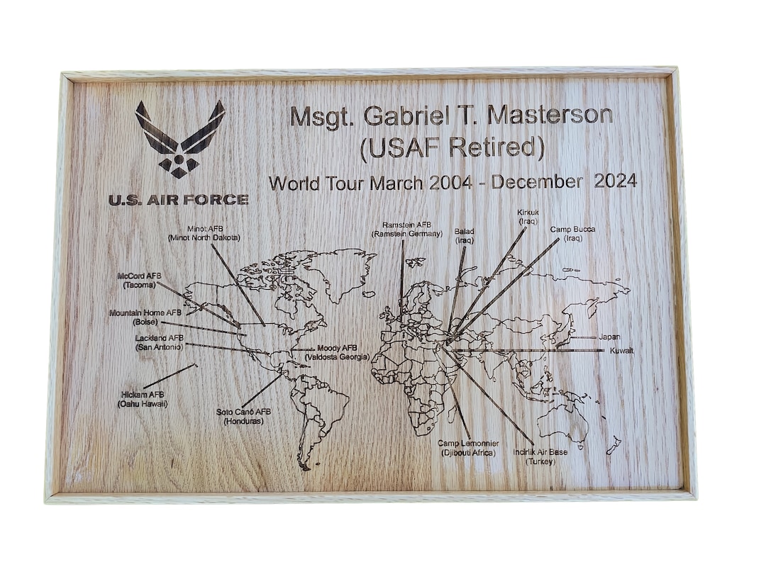 Custom Veteran Armed Forces Tour Map - Laser Engraved - Etsy