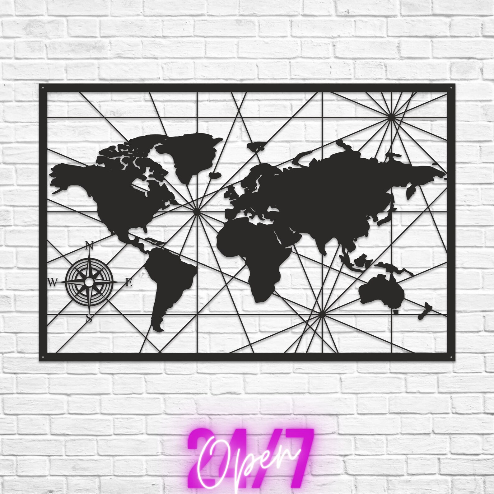 World Map Metal Wall Decor Metal World Map Wall Art | Etsy