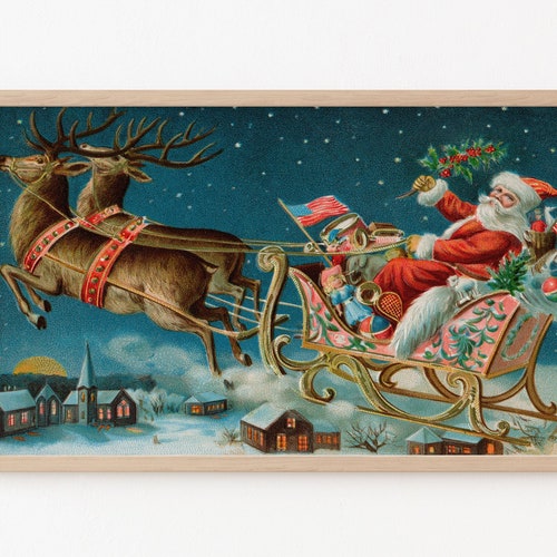 Christmas Frame TV Art File Frame TV Art File Vintage Santa - Etsy